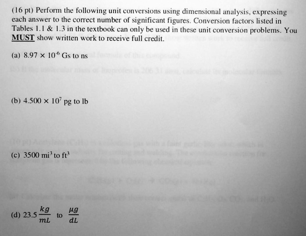SOLVED Perform The Following Unit Conversions Using Dimensional solved-perform-the-following-unit-conversions-using-dimensional