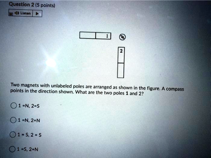 SOLVED: Question 2 (5 points) Llaton Tojo magnets with unlabeled poles ... SOLVED: Question 2 (5 points) Llaton Tojo magnets with unlabeled poles ...