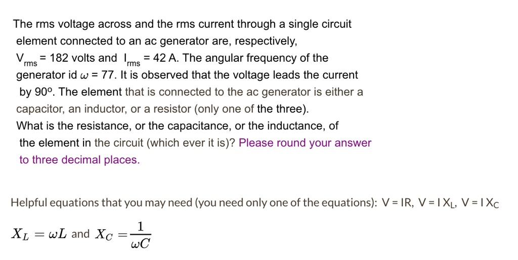SOLVED: The rms voltage across and the rms current through a single ...