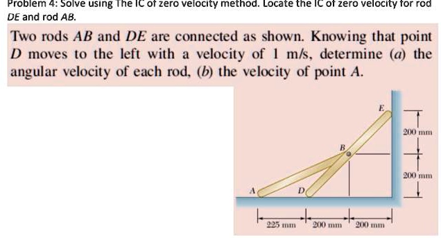 DE and rod AB Two rods AB and DE are connected as shown. Knowing that point D moves to the left ...