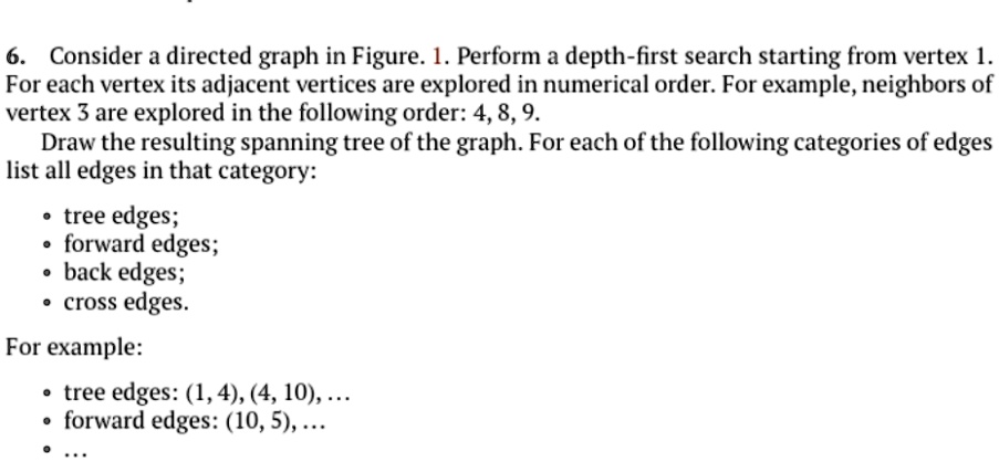 SOLVED: 'Algorithm analysis 6. Consider a directed graph in Figure. 1 ...