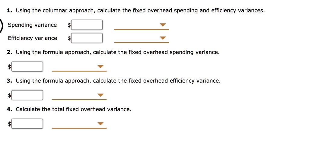 SOLVED: Fixed Overhead Spending and Volume Variances, Columnar and ...
