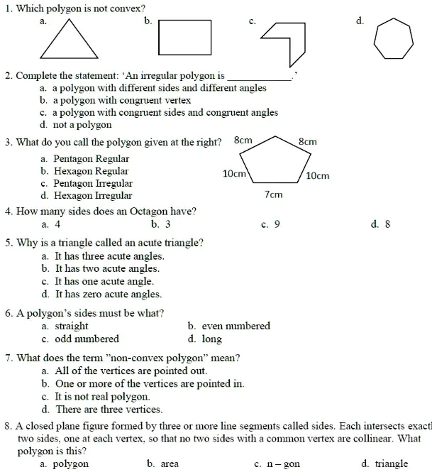 which polygon is not convex complete the statement an iregular polygon is polygon with different ...