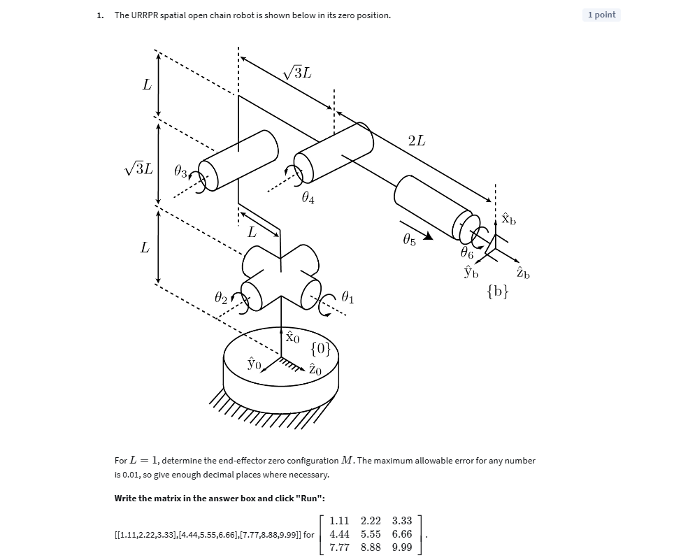 1 the urrpr spatial open chain robot is shown below in its zero ...