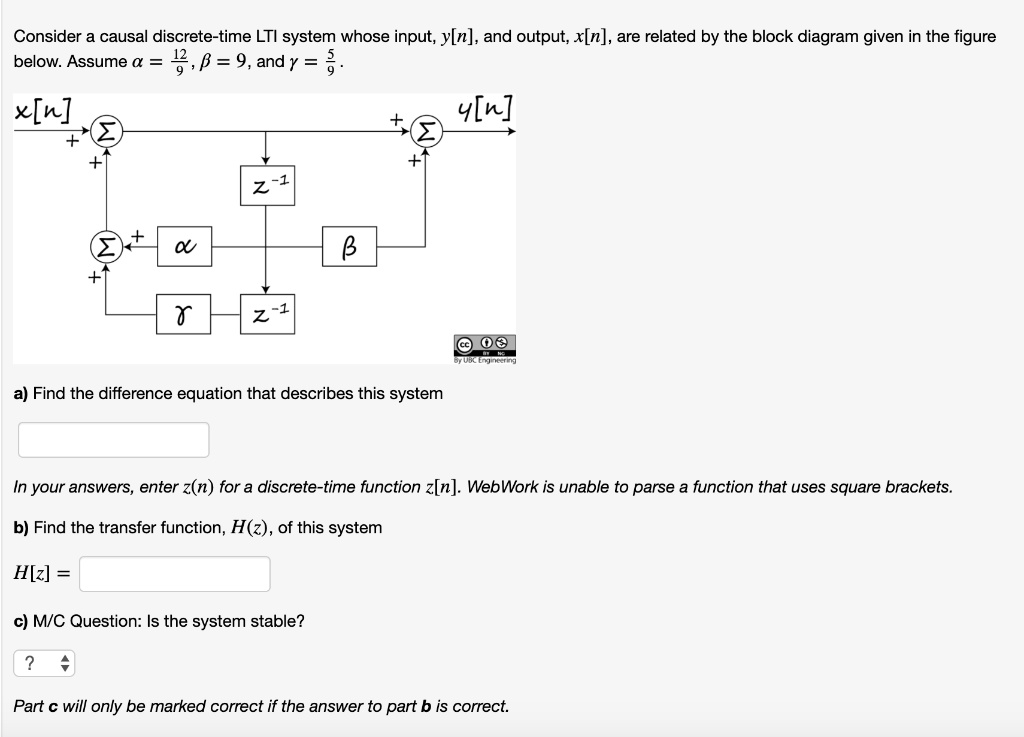 Consider a causal discrete-time LTI system whose input, y[n], and output, x[n], are related by ...