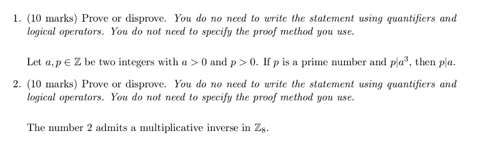 (10 marks) Prove O disprove. You do no need lo wrile … - SolvedLib (10 marks) Prove O disprove. You do no need lo wrile … - SolvedLib