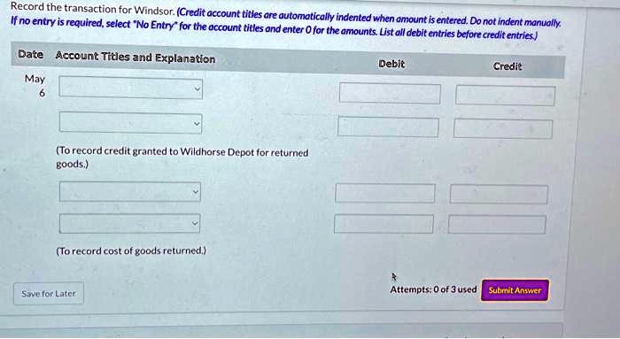 SOLVED: Text: Record the transaction for Windsor. (Credit account ...