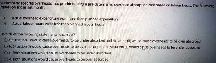 SOLVED: A company absorbs overheads into products using a predetermined ...