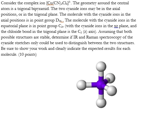 SOLVED: Consider the complex ion [Cu(CN)-Cl;]" The geometry around the ...