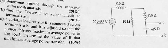 (a) determine current through the capacitor using mesh analysis. (20% ...