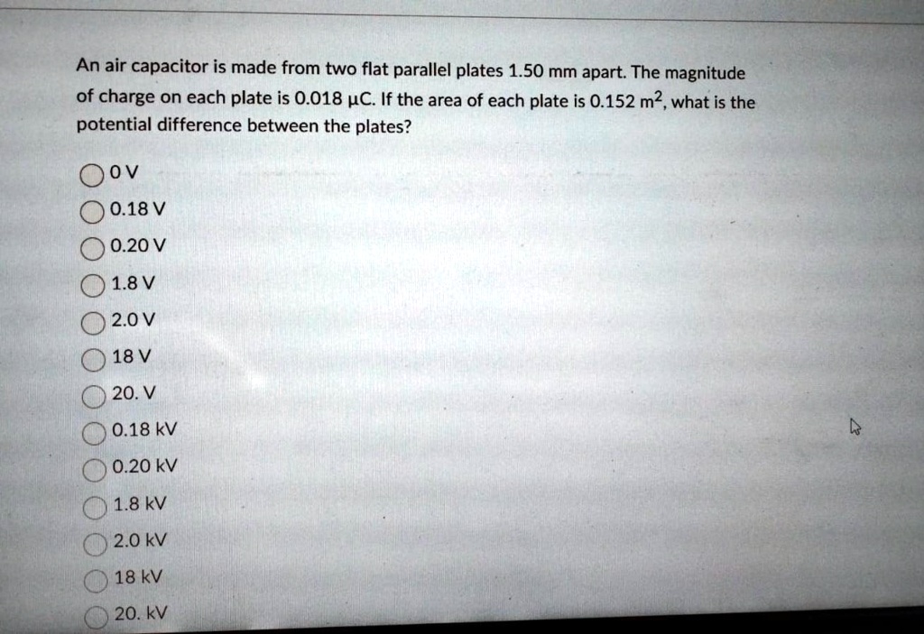 An air capacitor is made from two flat parallel plates 1.50 mm apart ...