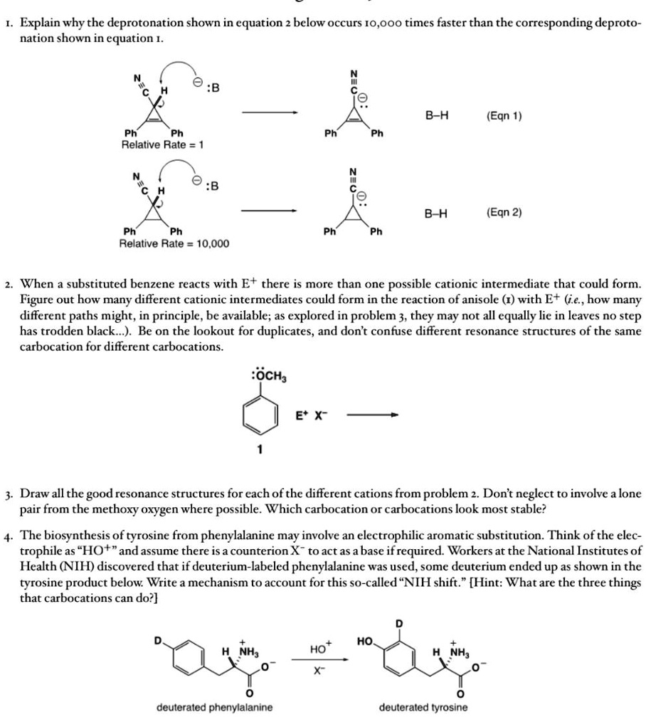 SOLVED: Explain why the deprotonation shown in equation 2 below occurs ...