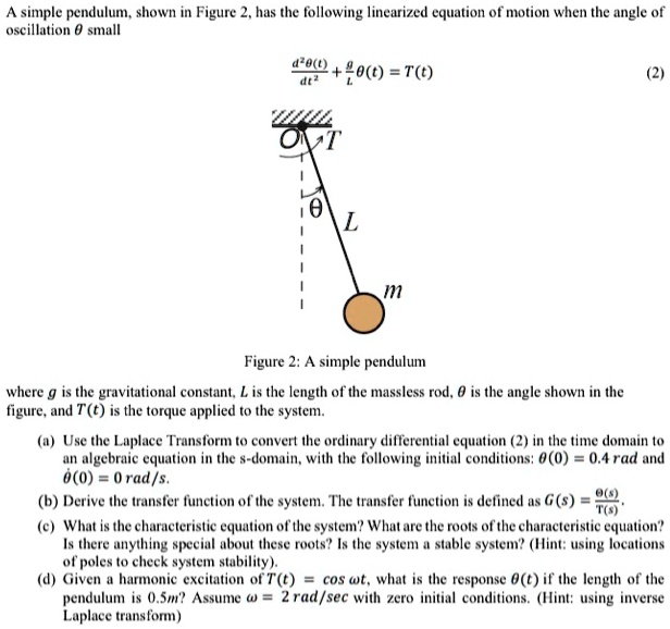 SOLVED: A simple pendulum, shown in Figure 2, has the following ...