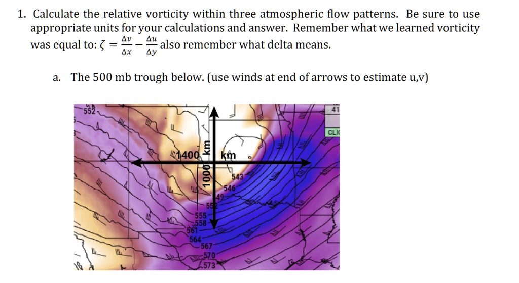 SOLVED: 1. Calculate the relative vorticity within three atmospheric flow patterns. Be sure to ...