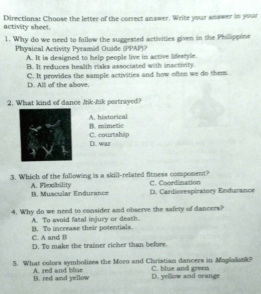Directions: Choose the letter of the correct answer. Write your answer ...