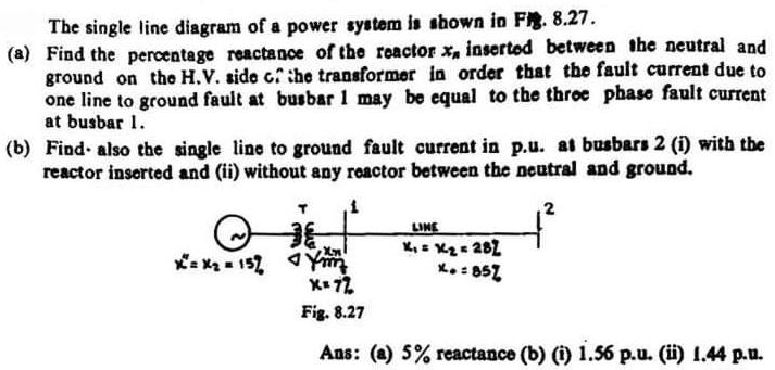 SOLVED: Texts: a) Find the percentage reactance of the reactor X inserted between the neutral ...