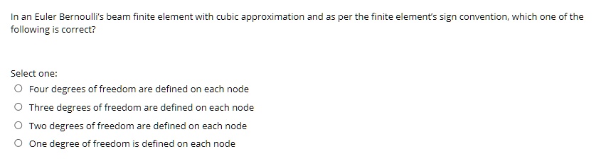 SOLVED: In an Euler Bernoulli's beam finite element with cubic approximation and as per the ...