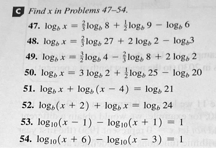 Find x in Problems 47-54. 47. x = (2)/(3) 8 + (1)/(2) 9 - 6 48. x = (2 ...