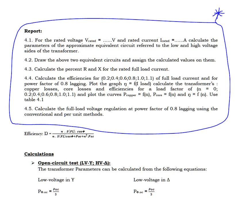 Report: 4.1. For the rated voltage Vrated = ......V and rated current ...