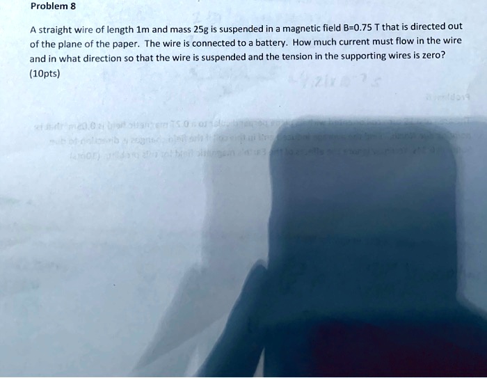 SOLVED: Problem 8 A straight wire of length 1m and mass 25g is ...