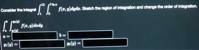 SOLVED: Consider the integral âˆ«âˆ«f(x,y)dxdy. Sketch the region of integration and change the ...