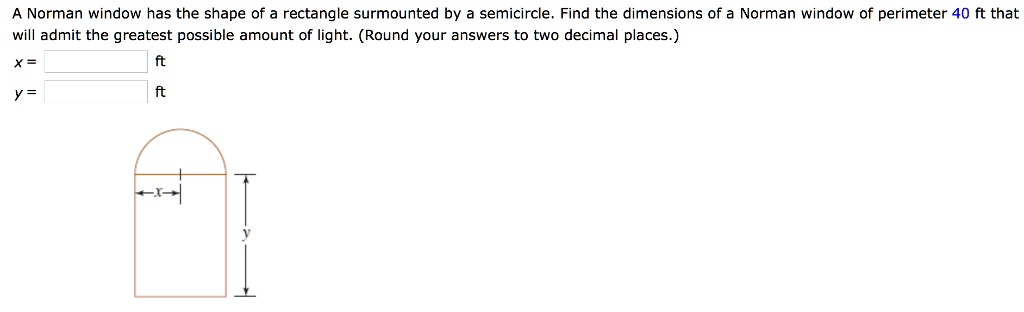 SOLVED: Norman window has the shape of a rectangle surmounted by ...