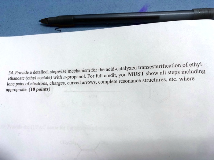 transesterification of ethyl detailed stepwise mechanism for the acid ...