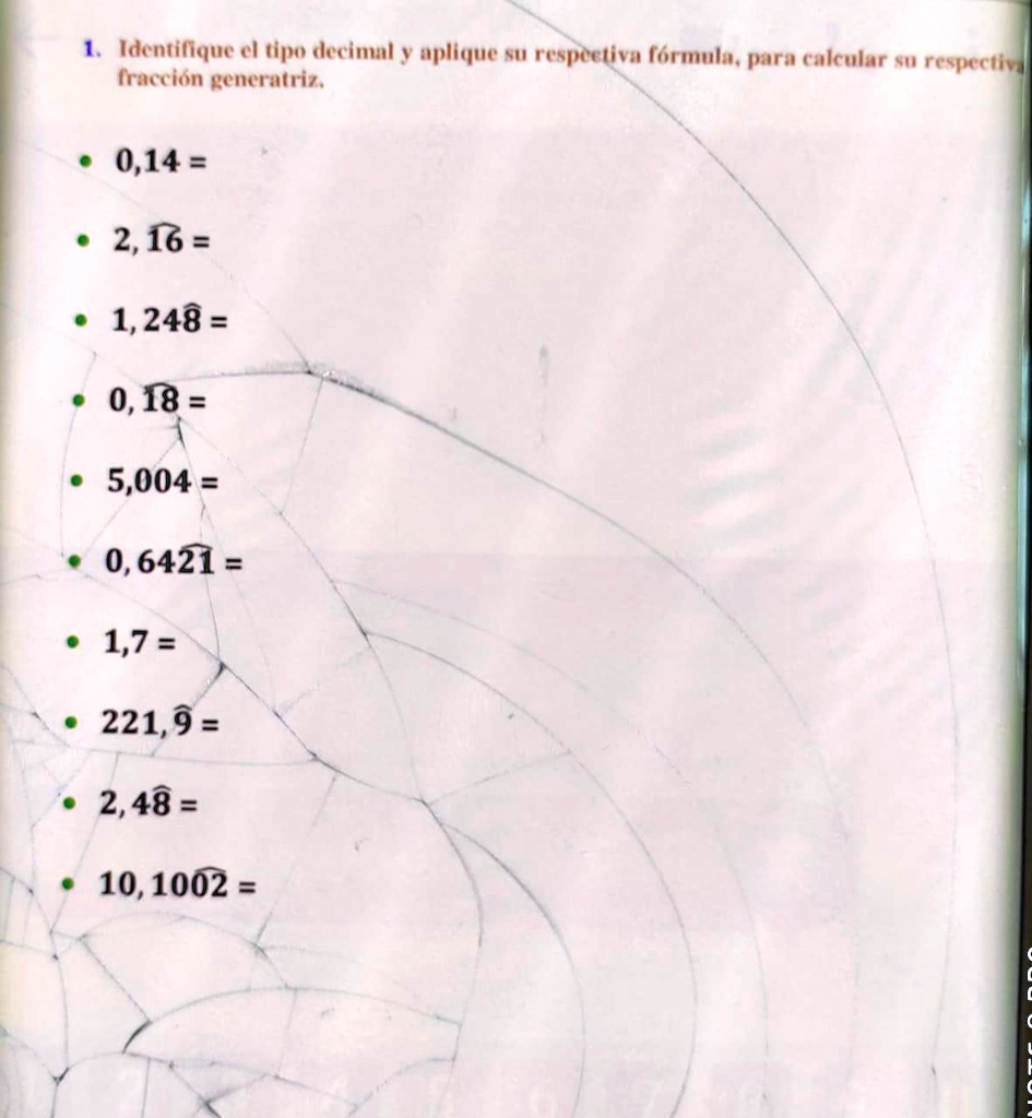 SOLVED: . Identifique el tipo decimal y aplique su respectiva fórmula ... SOLVED: . Identifique el tipo decimal y aplique su respectiva fórmula ...