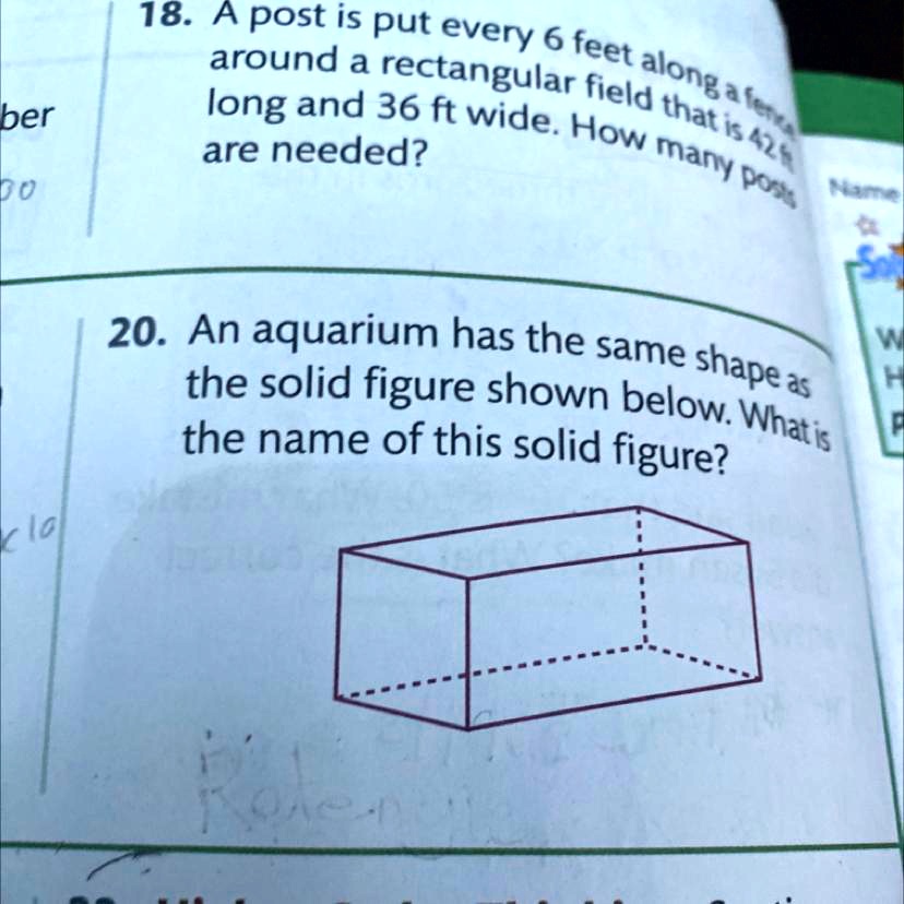 18. A post is put every 6 feet along a fence around a rectangular field ...