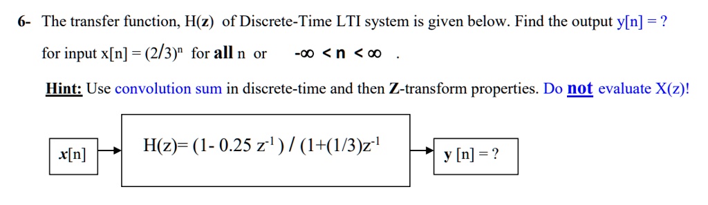 SOLVED: 6- The transfer function, H(z) of Discrete-Time LTI system is given below. Find the ...