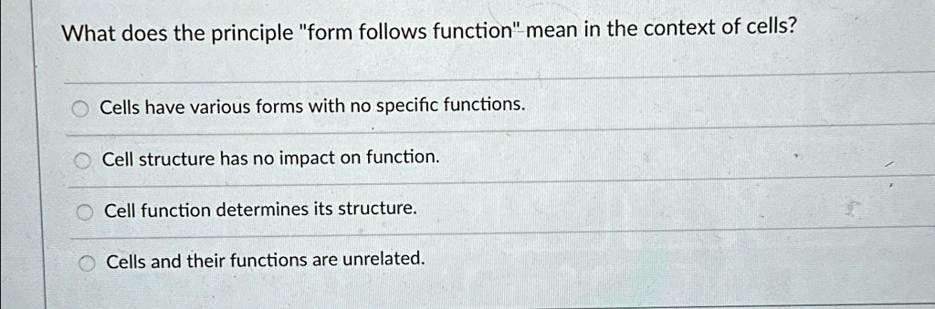 SOLVED: What does the principle "form follows function" mean in the ...