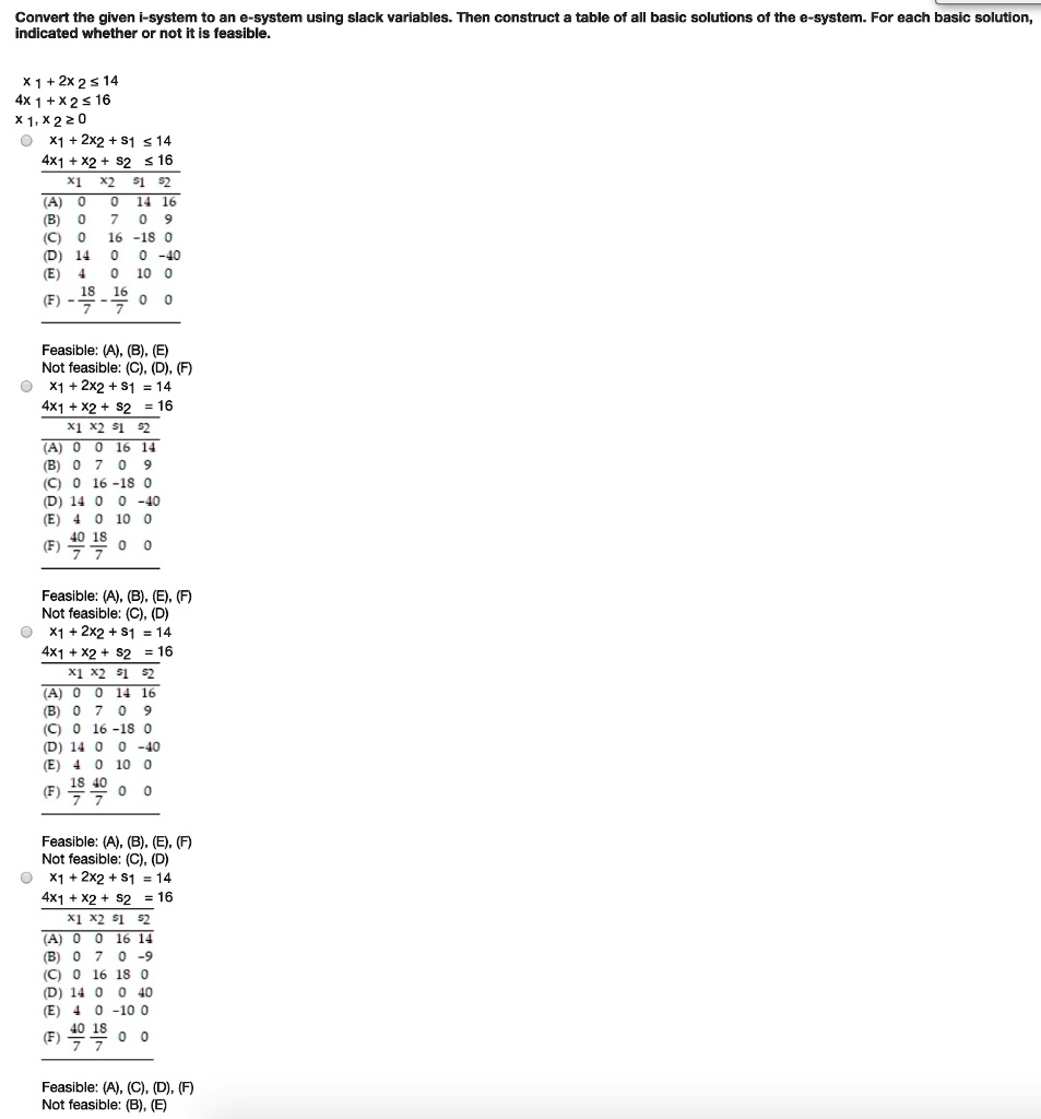 convert the given i system to an e system using slack variables then ...