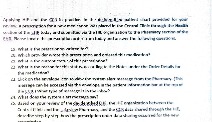 applying hie and the ccr in practice in the de identified patient chart ...