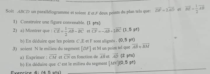 SOLVED: Soit A B C D un parallélogramme et soient E et F deux points du ...