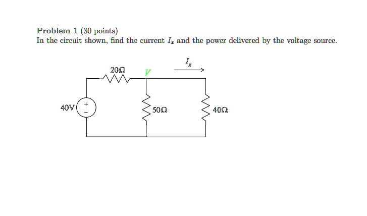 SOLVED: Problem (30 points) In the circuit shown find the current and ...