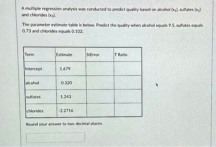 SOLVED: A multiple regression analysis was conducted to predict quality ...