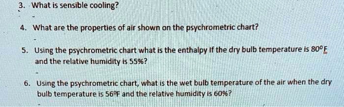 3. What is sensible cooling? 4. What are the properties of air shown on ...