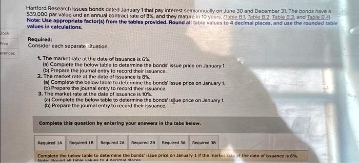 Hartford Research issues bonds dated January 1 that pay interest ...