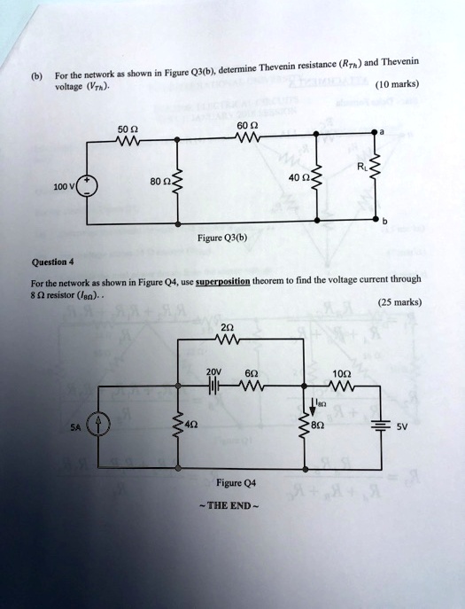 (b) For the network as shown in Figure Q3(b), determine Thevenin resistance (RTh) and Thevenin ...