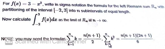 SOLVED: For J(c) =: I write in sigma notalion the formula for Ihe left ...