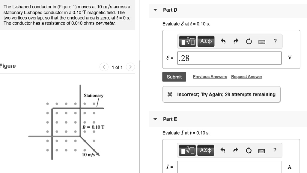 the l shaped conductor in figure 1 moves at 10 ms across stationary l ...
