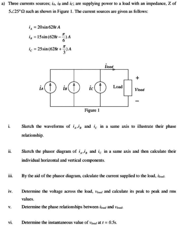 SOLVED: Text: Three current sources, i, is, and ic, are supplying power to a load with an ...