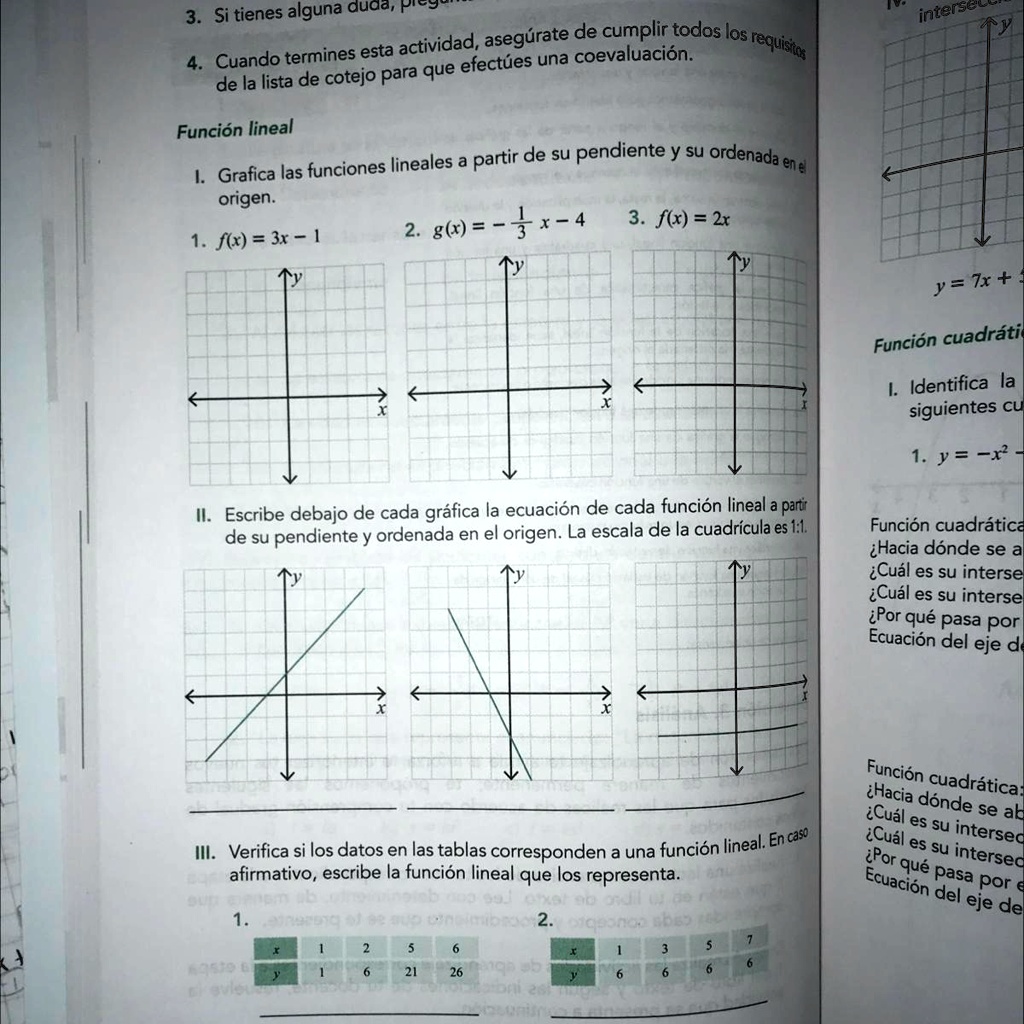 SOLVED: Grafica las funciones lineales a partir de su pendiente y su ...