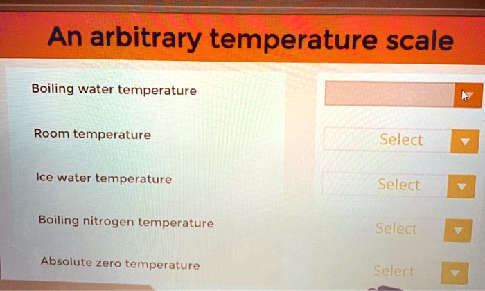 SOLVED: An arbitrary temperature scale Boiling water temperature Room ...