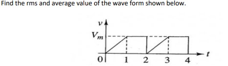 SOLVED: Find the rms and average value of the wave form shown below.