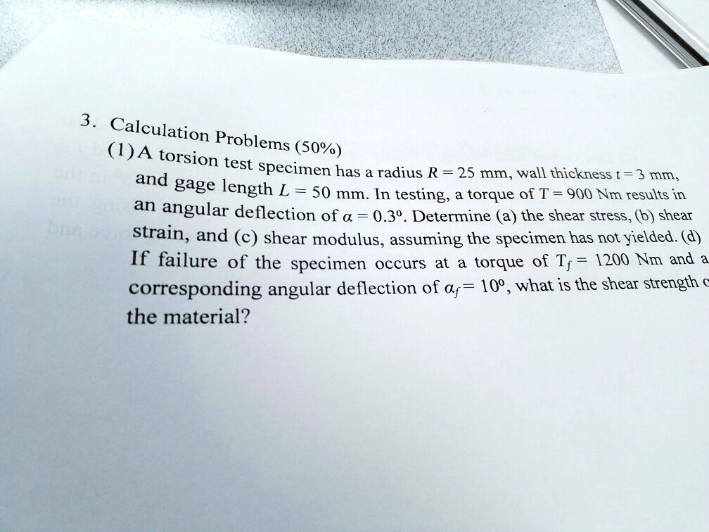 SOLVED: 3.Calculation Problems (50%) corresponding angular deflection ...