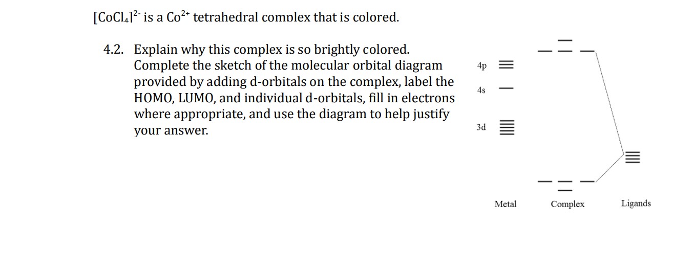 SOLVED: [CoCl4]^2- is a Co^2+ tetrahedral comblex that is colored. 4.2 ...