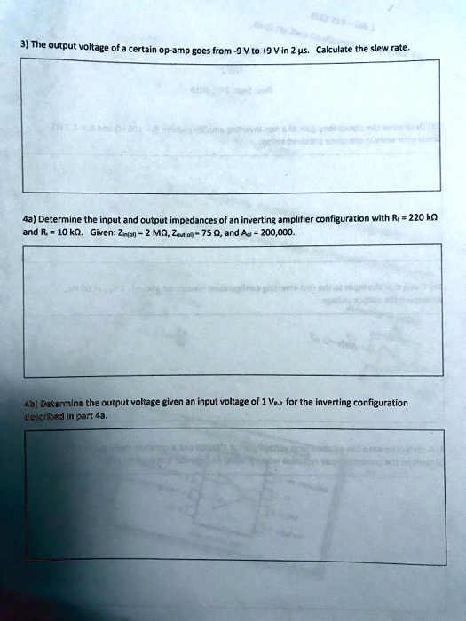 SOLVED: 4a. Determine the input and output impedances of an inverting ...