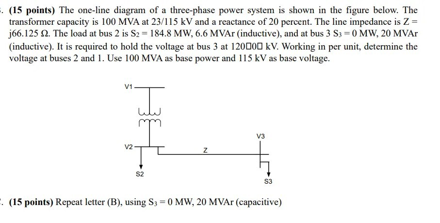 SOLVED: (15 points) The one-line diagram of a three-phase power system ...
