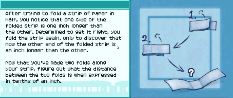 After trying to fold a strip of paper in half, you notice that one side ...